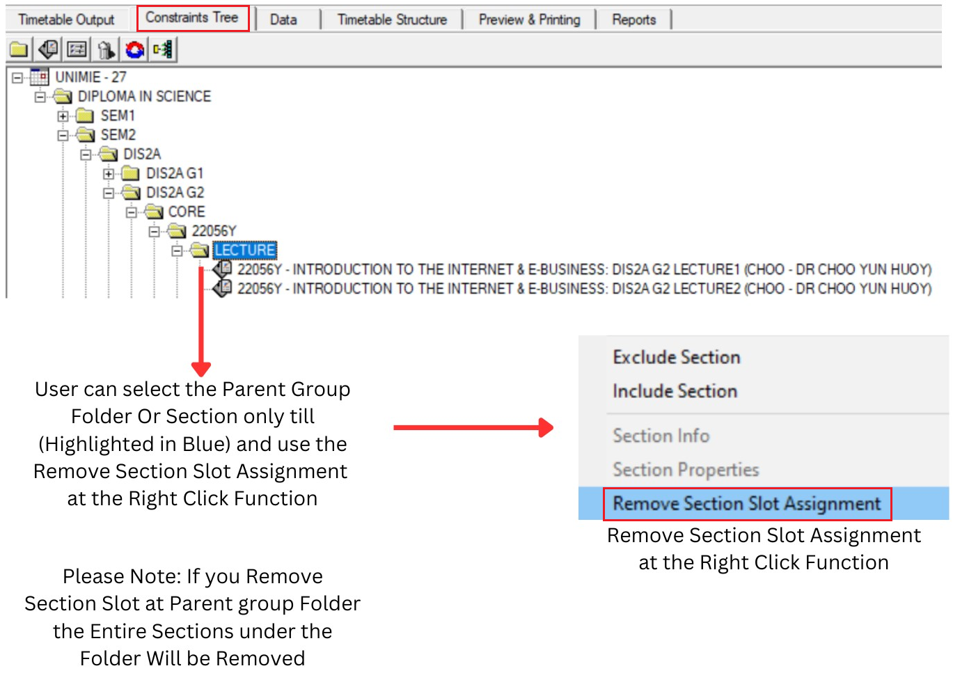 Stage 6 : Analysis & Editing: Remove Slot Assignment | TPlus