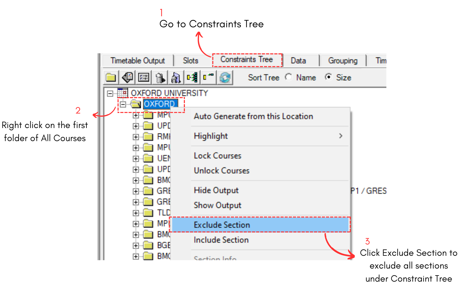 Stage 4: Exam Course Timetable: Exclude All Section | TPlus