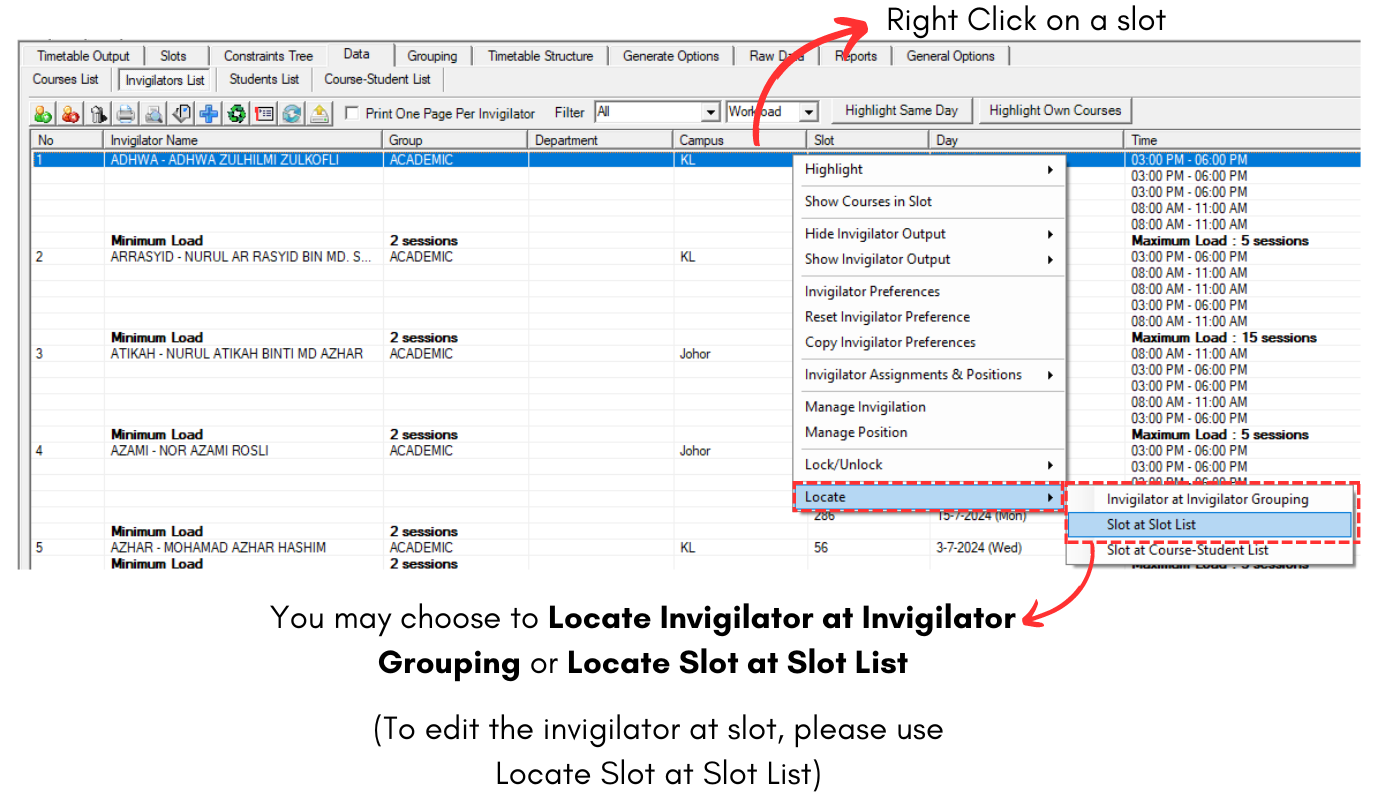 Stage 5: Invigilators: Invigilator List | TPlus