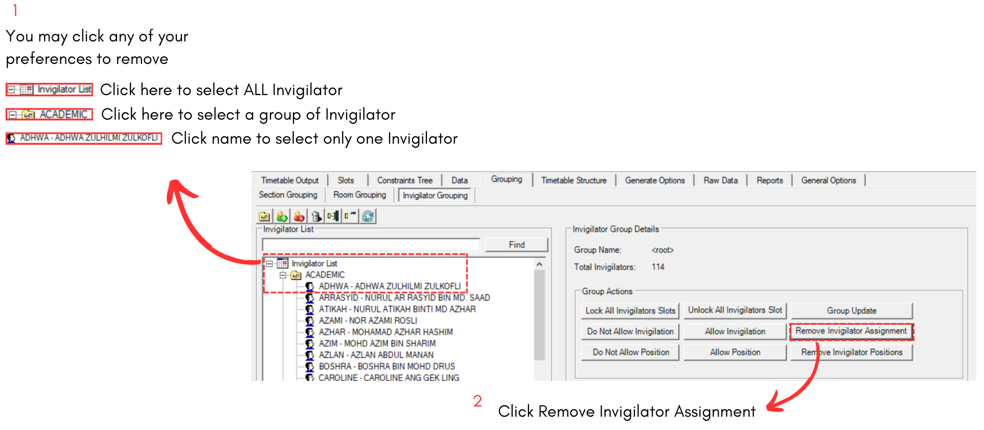 Stage 5: Invigilators: Remove Invigilator from Slot | TPlus